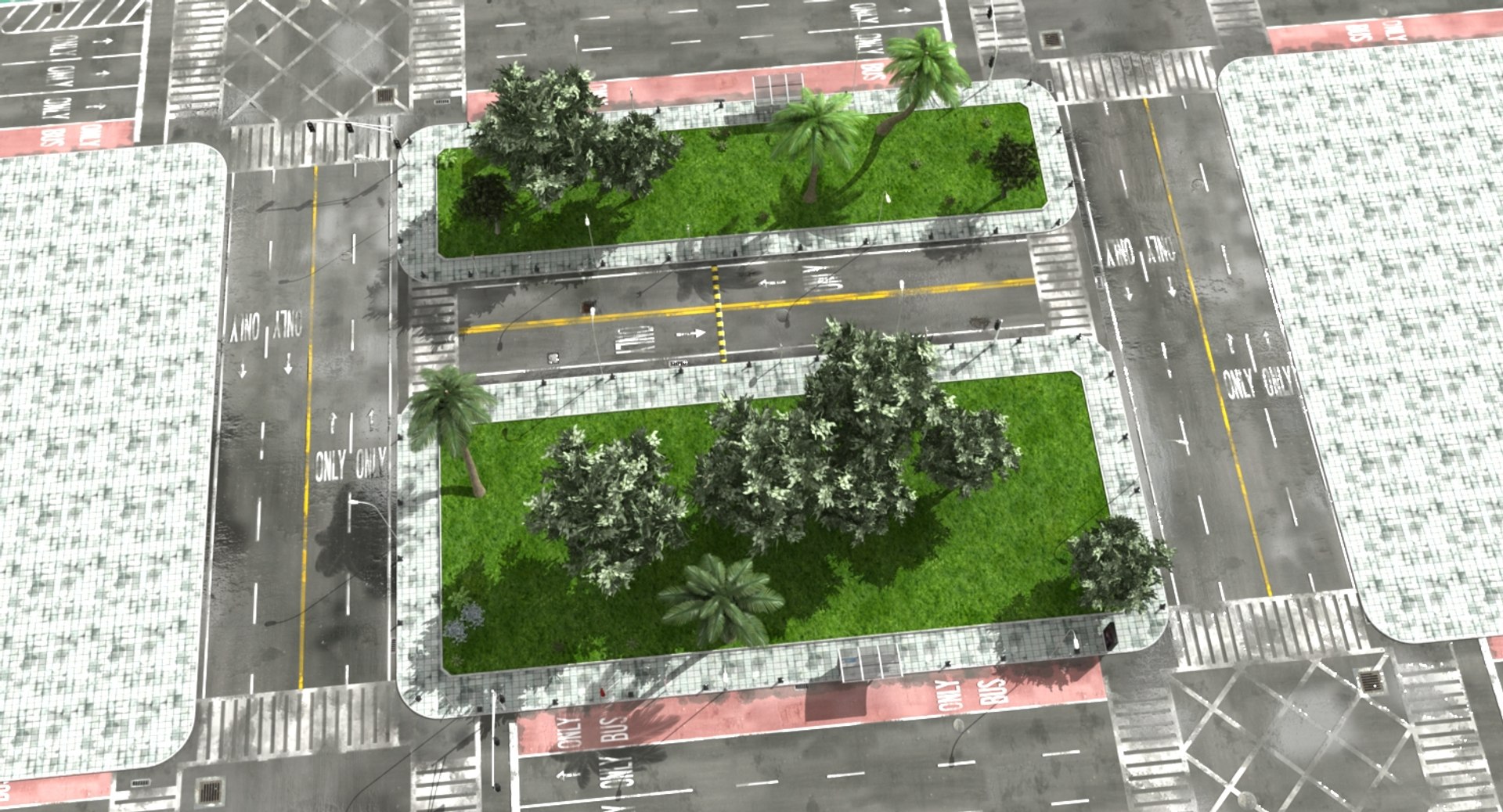 Road Intersection 3D Model - TurboSquid 1398015