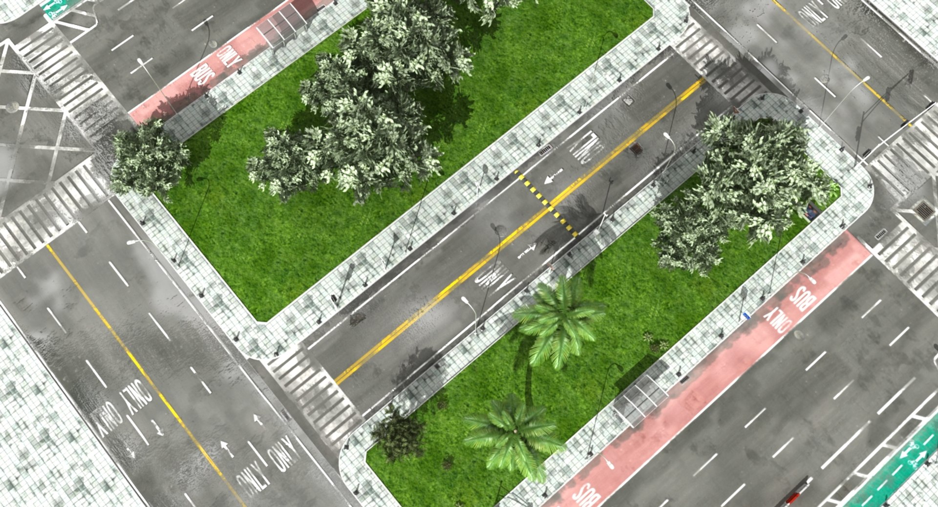 Road Intersection 3D Model - TurboSquid 1398015