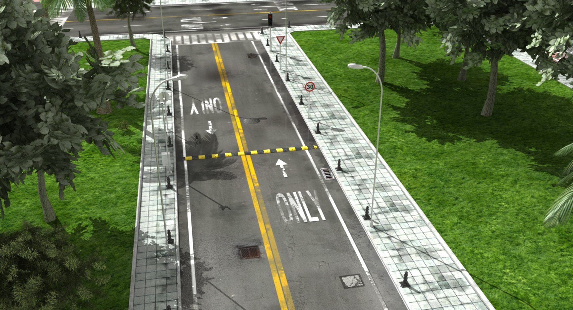 Road Intersection 3D Model - TurboSquid 1398015