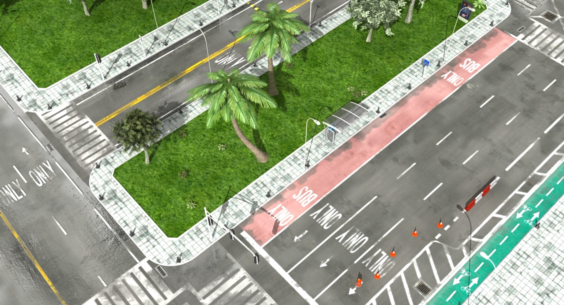 Road Intersection 3D Model - TurboSquid 1398015