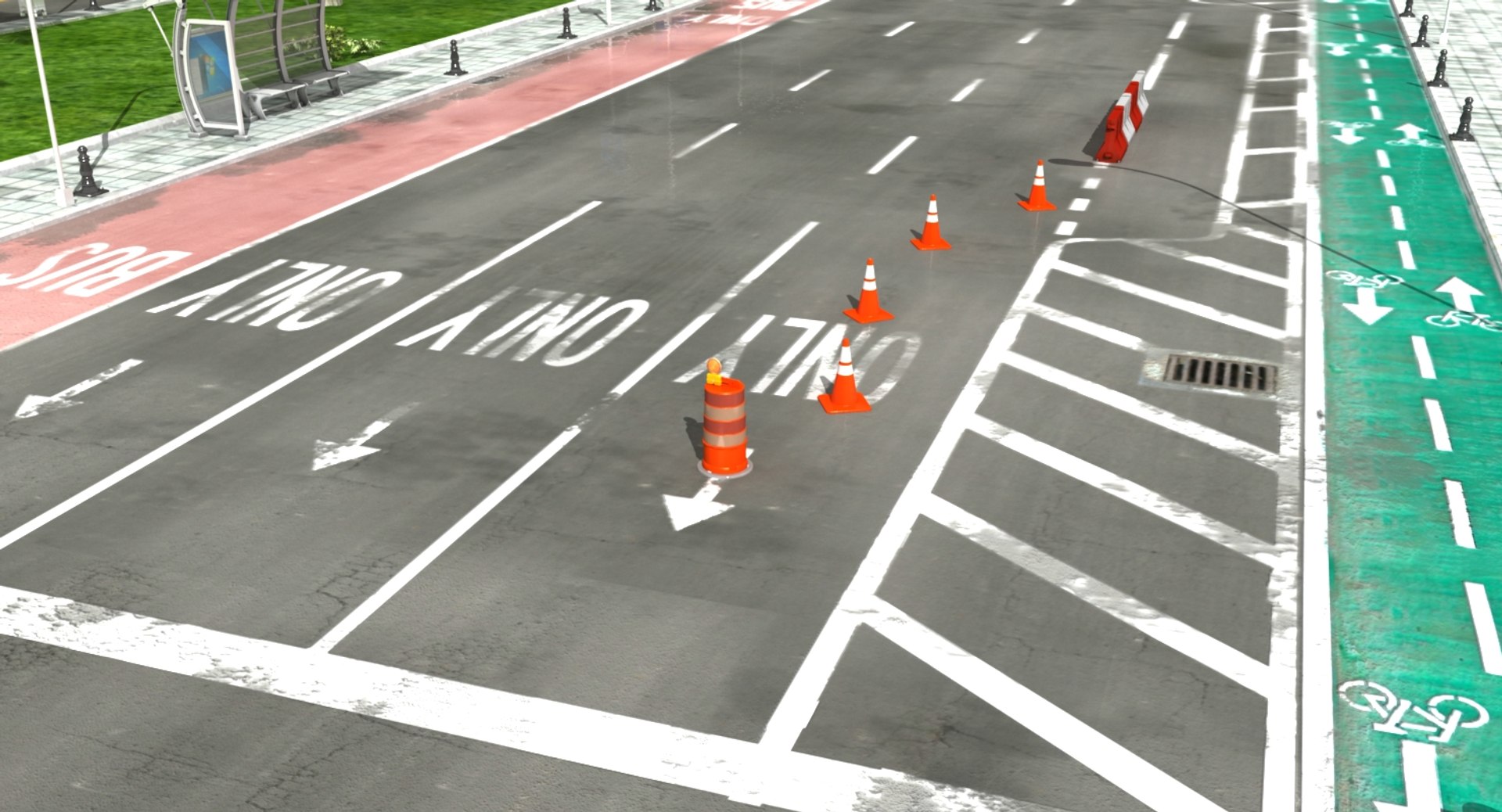 Road Intersection 3D Model - TurboSquid 1398015