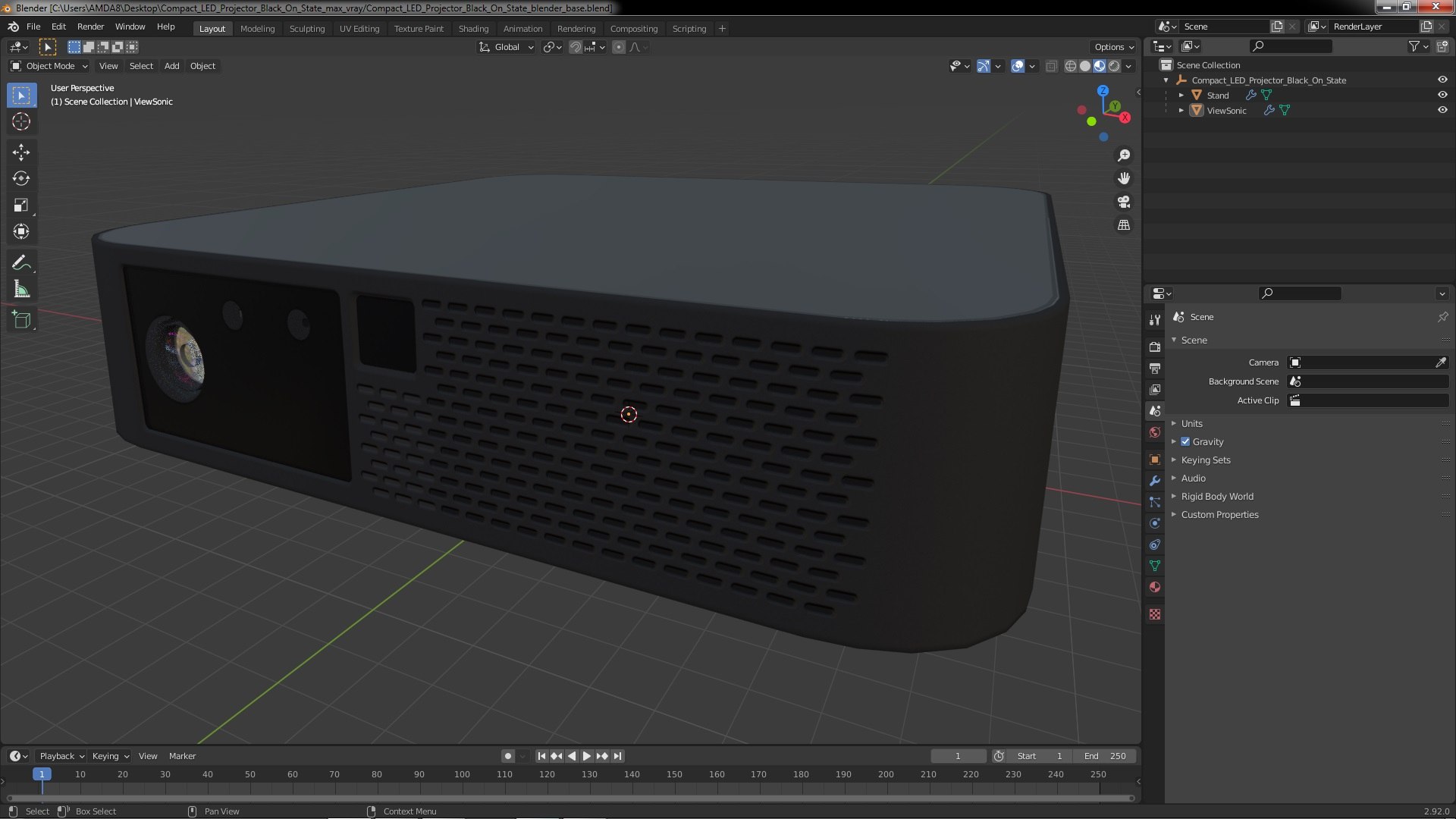 3D Compact LED Projector Black On State - TurboSquid 2145490