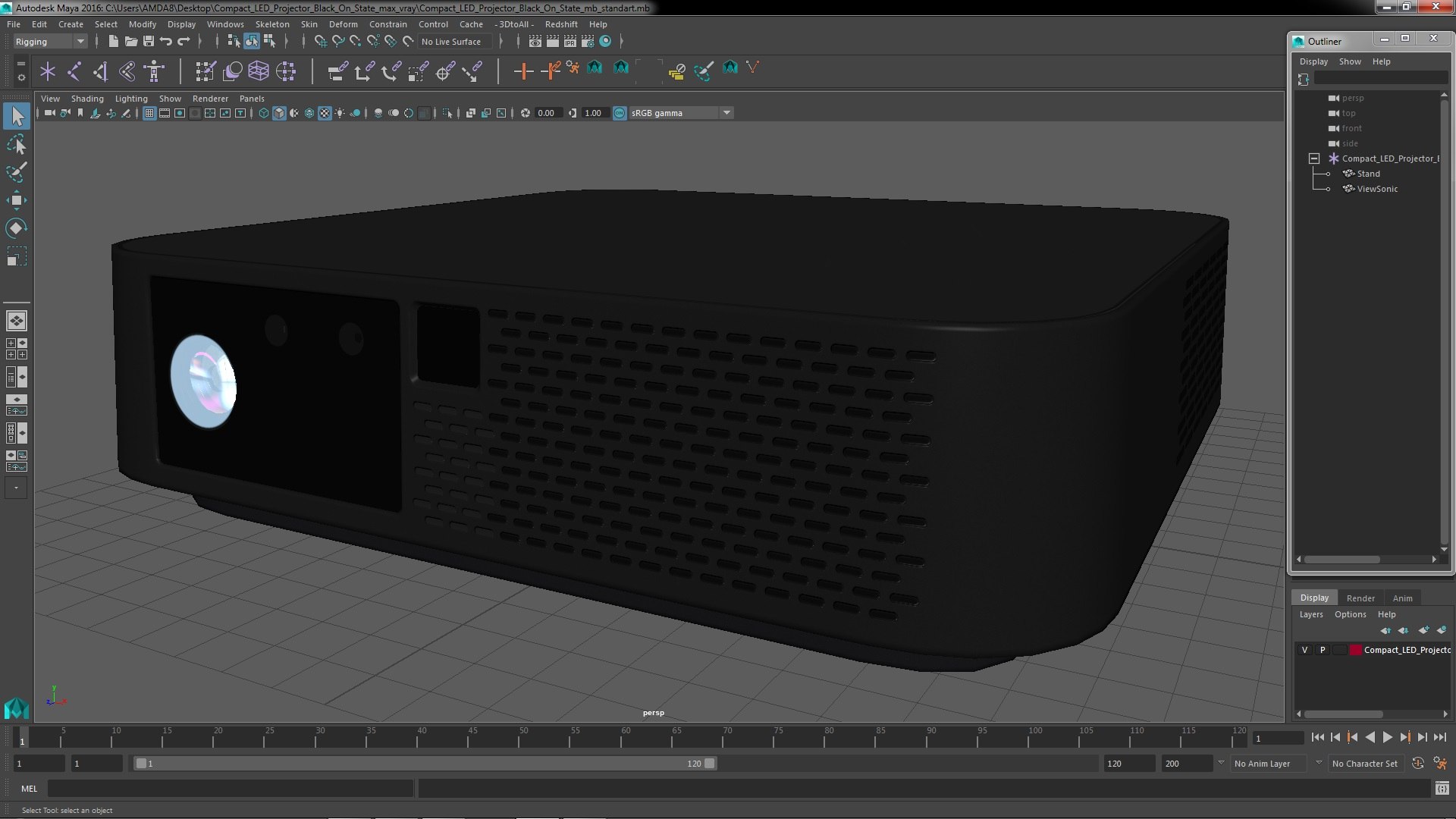 3D Compact LED Projector Black On State - TurboSquid 2145490
