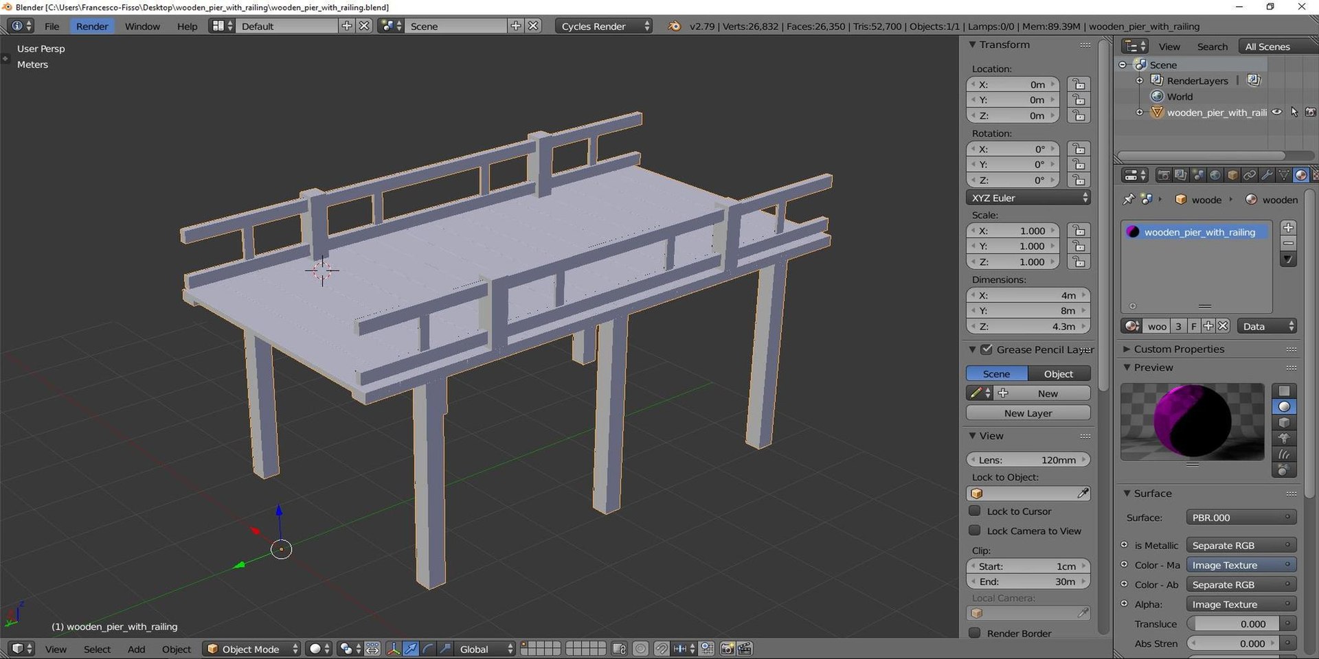 3D Wooden Pier Railing - TurboSquid 1418241