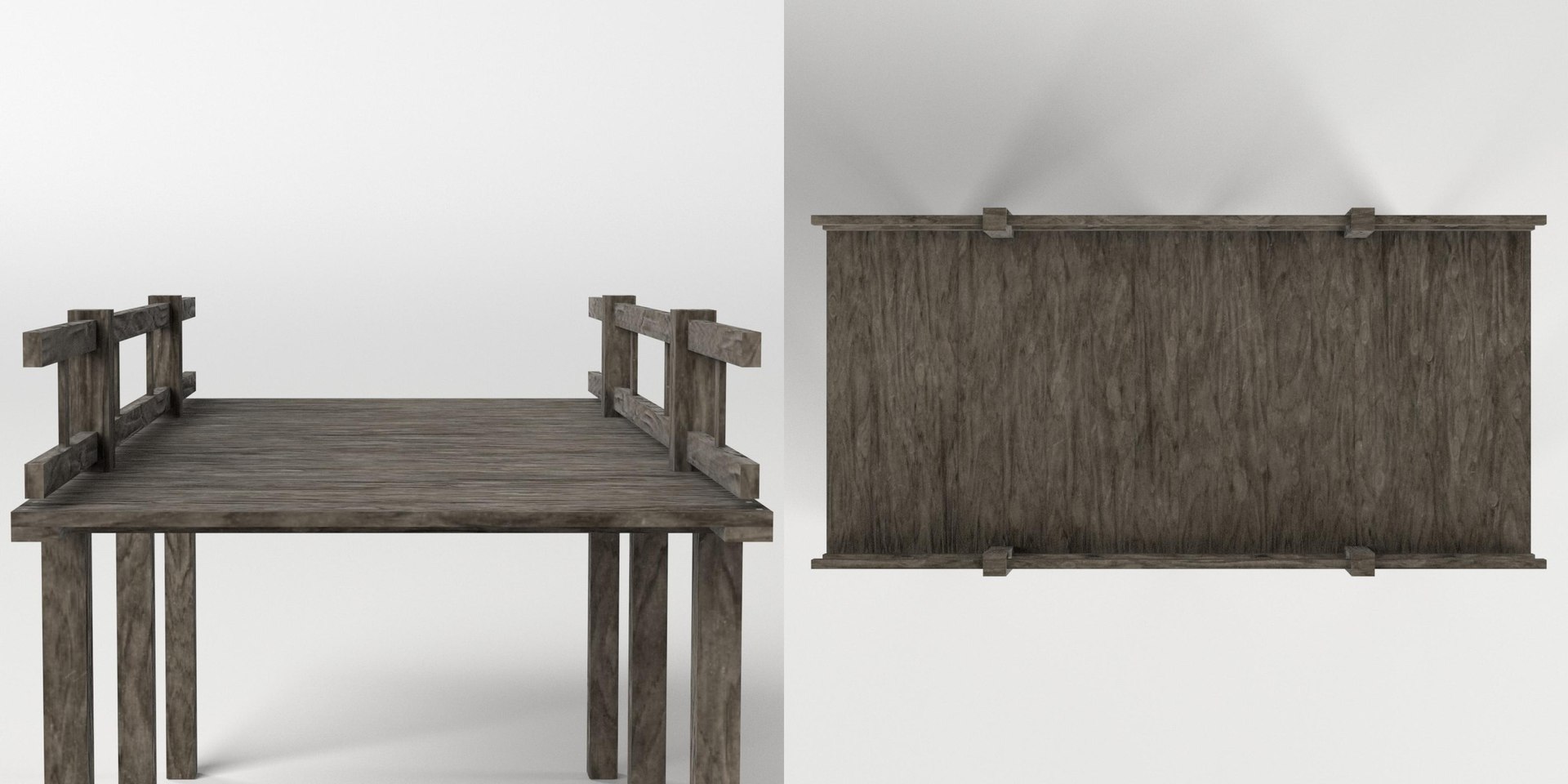 3D Wooden Pier Railing - TurboSquid 1418241
