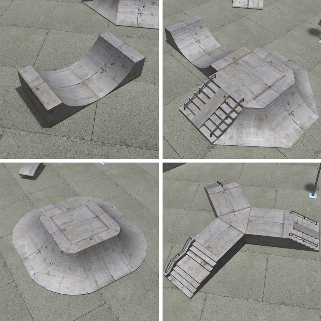 3d model modular skateboard ramps