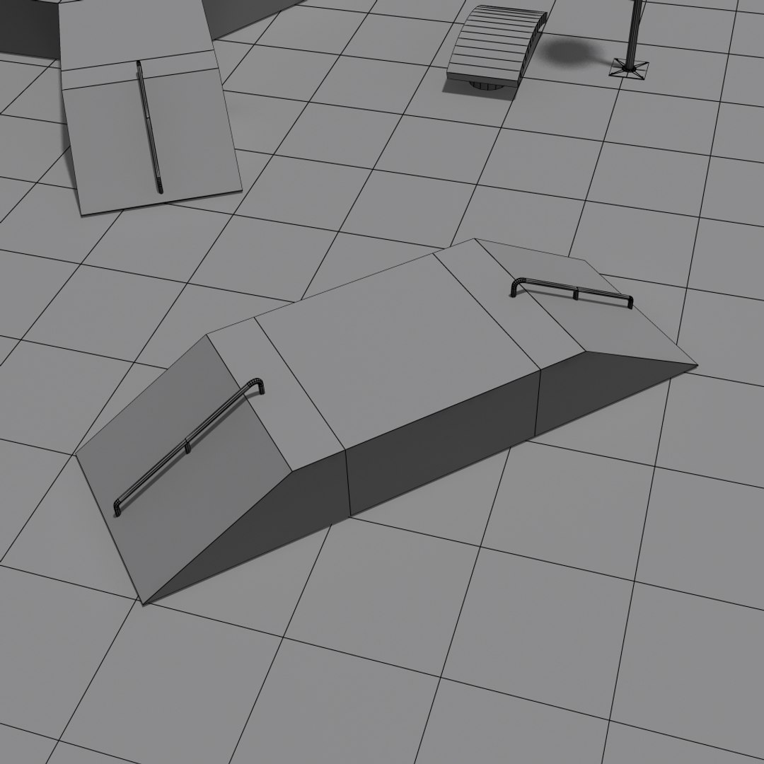 3d model modular skateboard ramps
