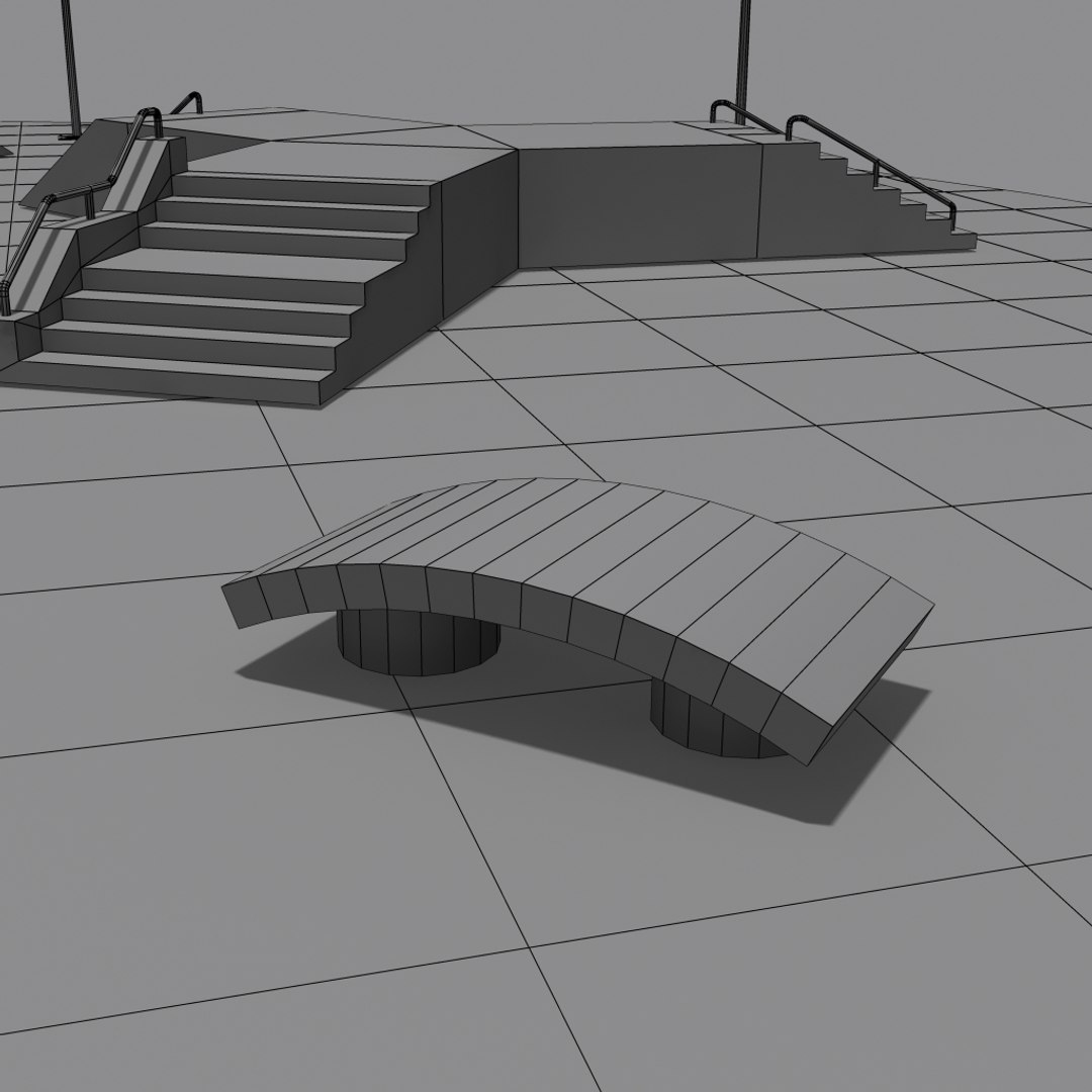 3d model modular skateboard ramps