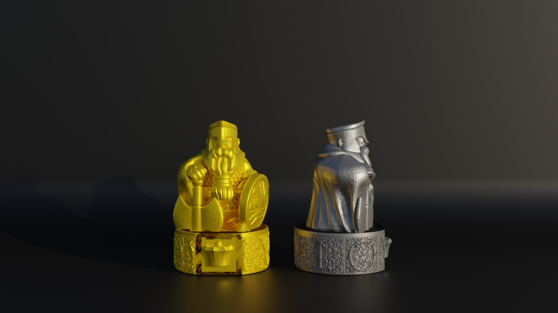 3D Dwarf Figure Chess Set - 6 Different Dwarf Character 3D Print Model ...