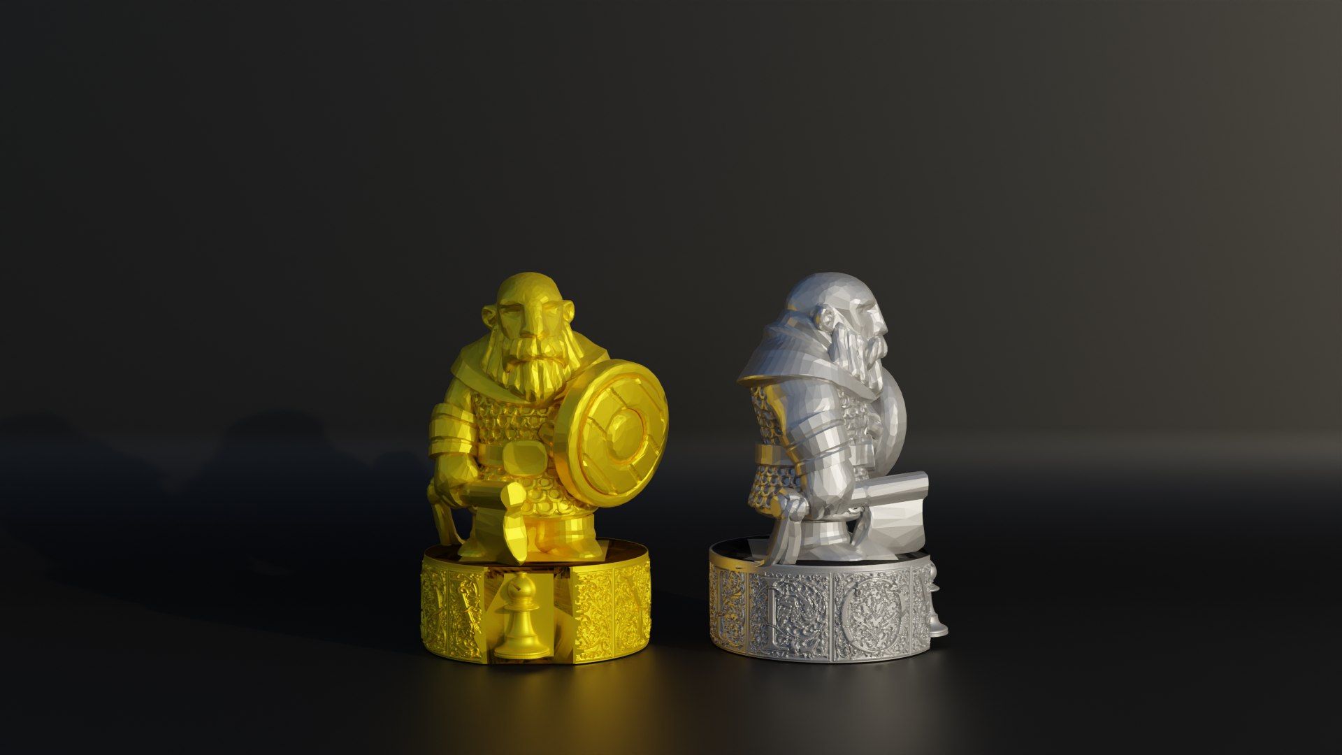 3D Dwarf Figure Chess Set - 6 Different Dwarf Character 3D Print Model ...