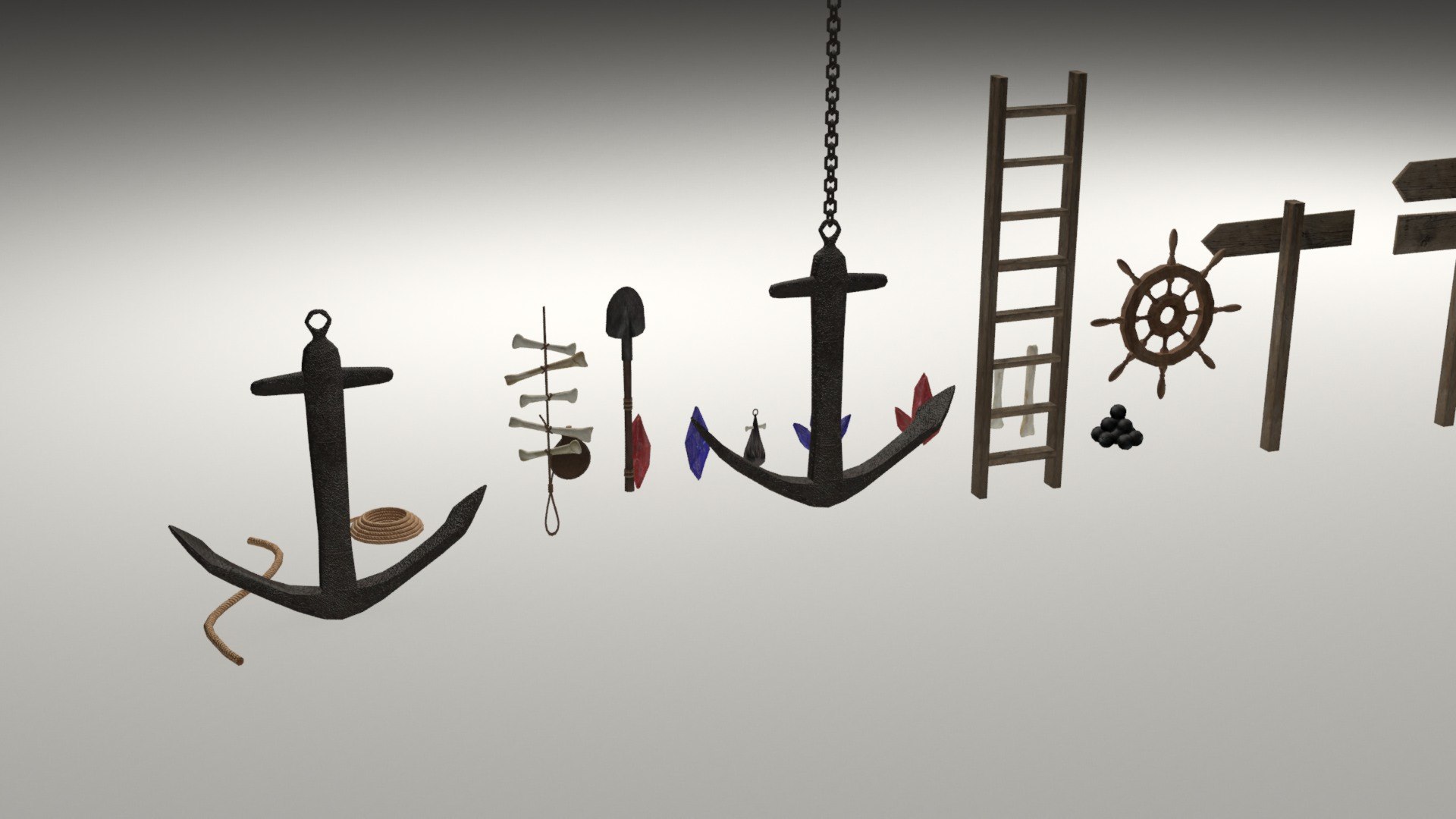 3D Pirate sailor random items and accessories model - TurboSquid 1857458
