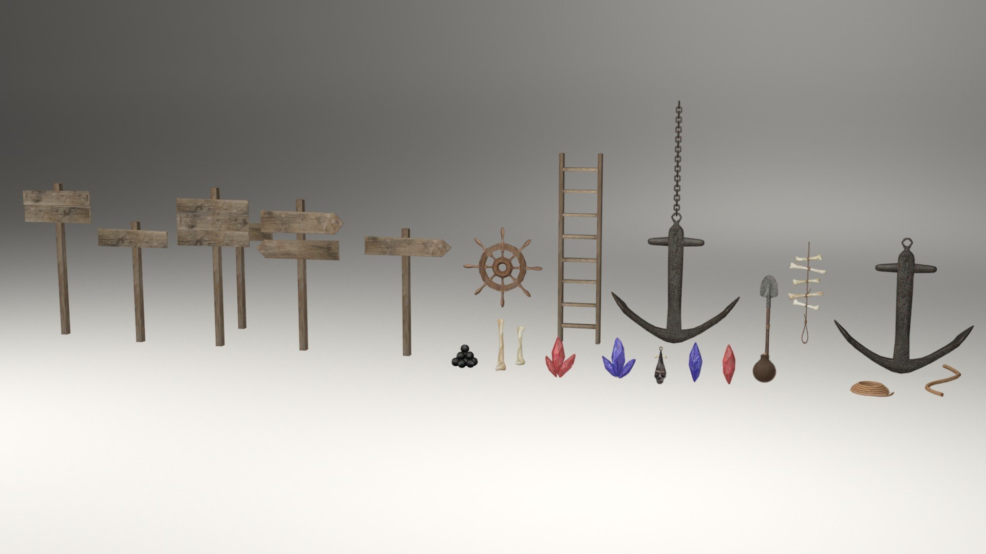 3D Pirate sailor random items and accessories model - TurboSquid 1857458
