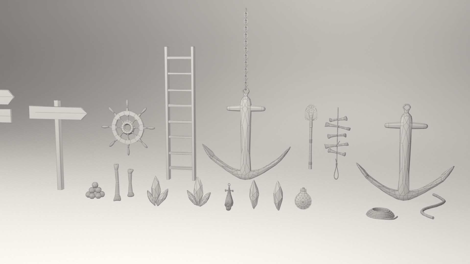 3D Pirate sailor random items and accessories model - TurboSquid 1857458