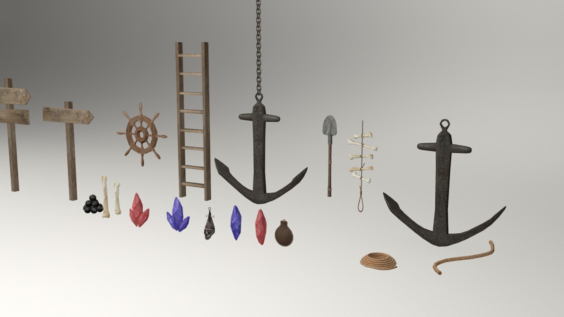 3D Pirate sailor random items and accessories model - TurboSquid 1857458