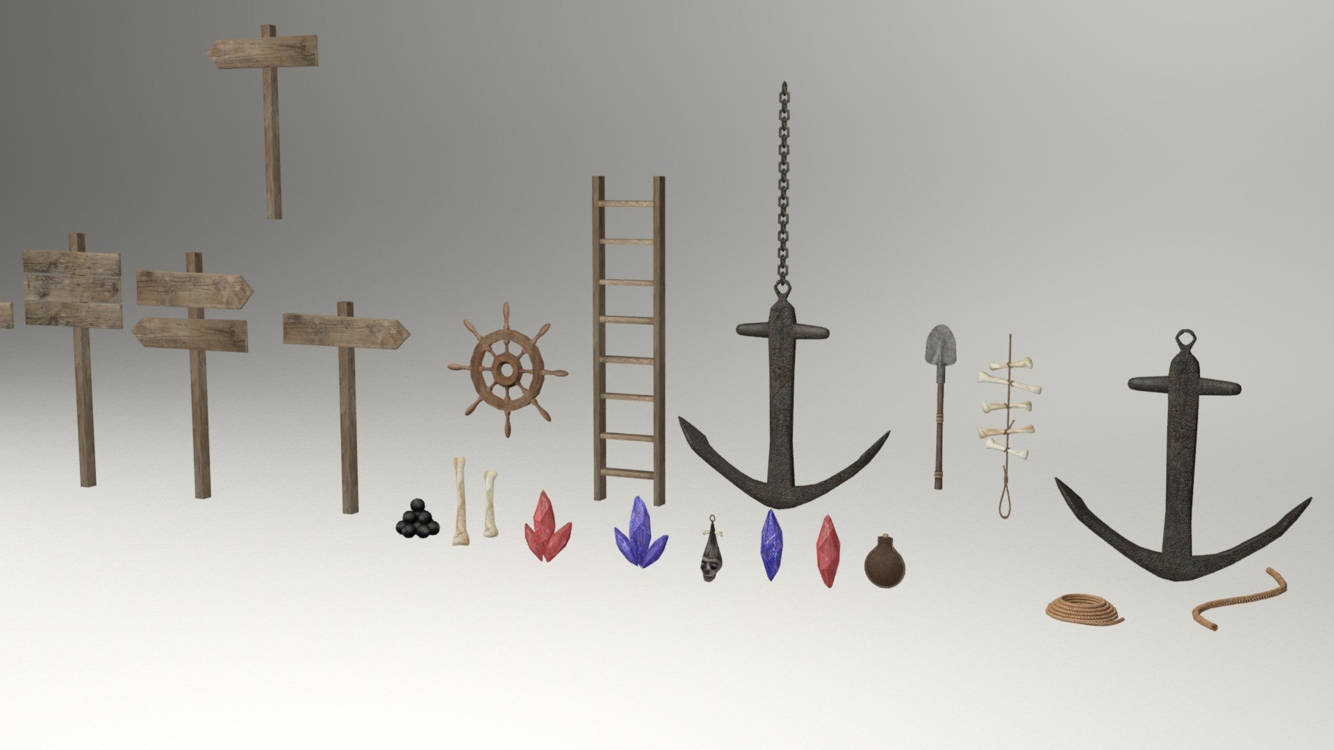 3D Pirate sailor random items and accessories model - TurboSquid 1857458