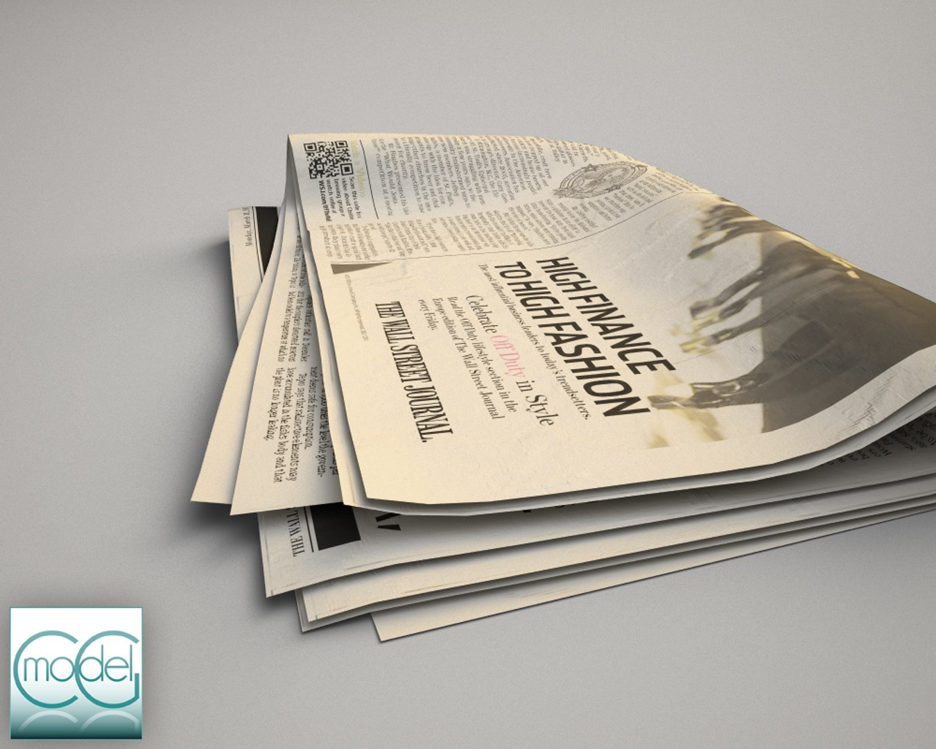 3d model wall street newspaper