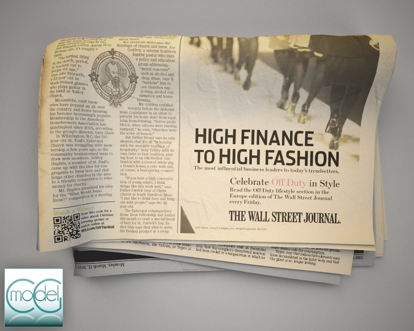 3d model wall street newspaper