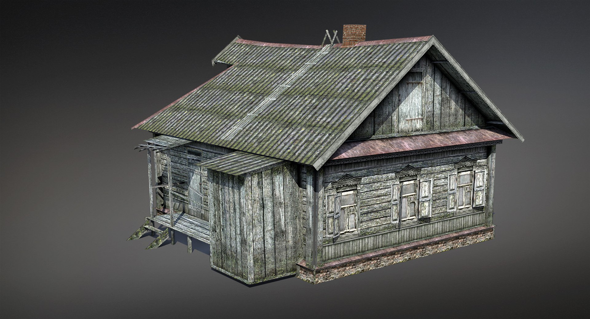 3d Model Low-poly Russian Village Wooden House