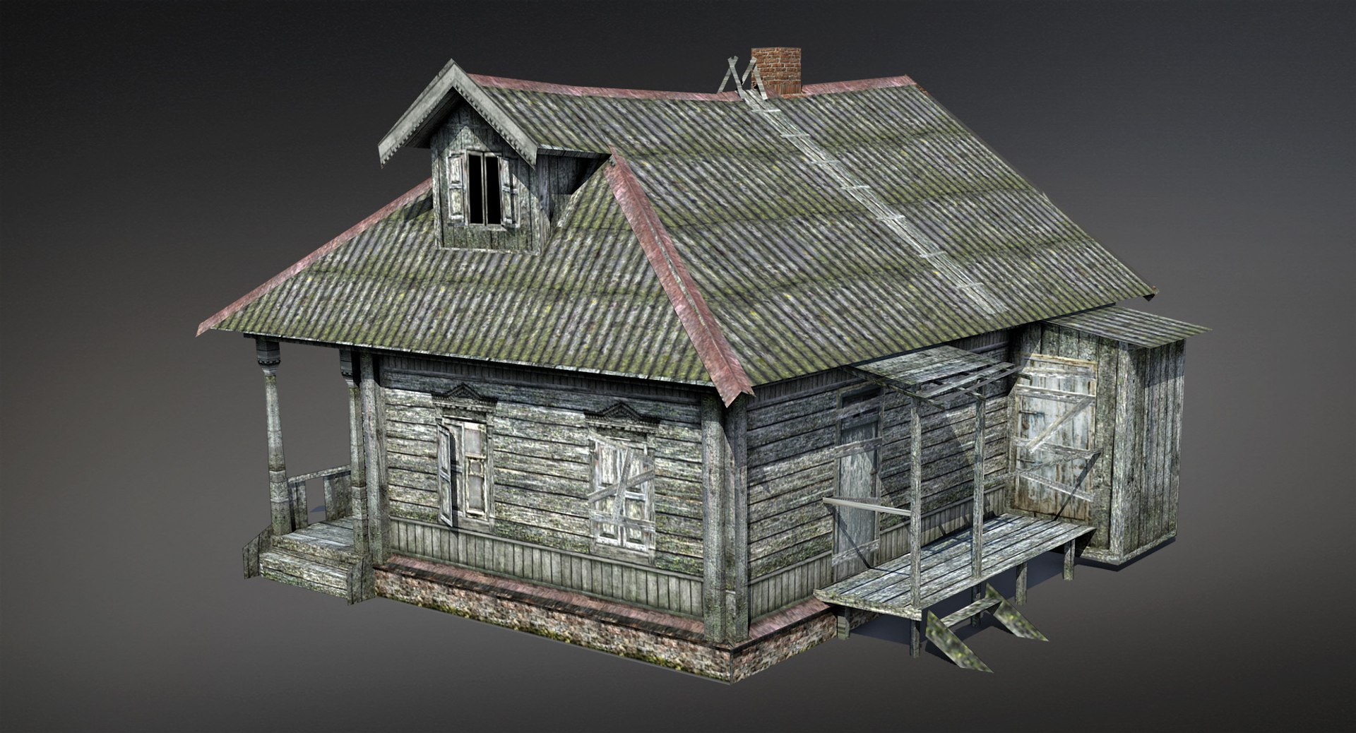 3d Model Low-poly Russian Village Wooden House