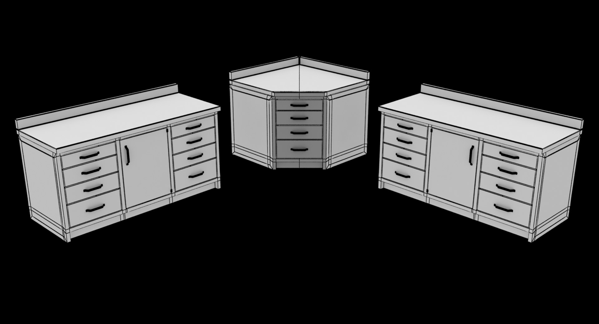 corner workbench unit 3d max