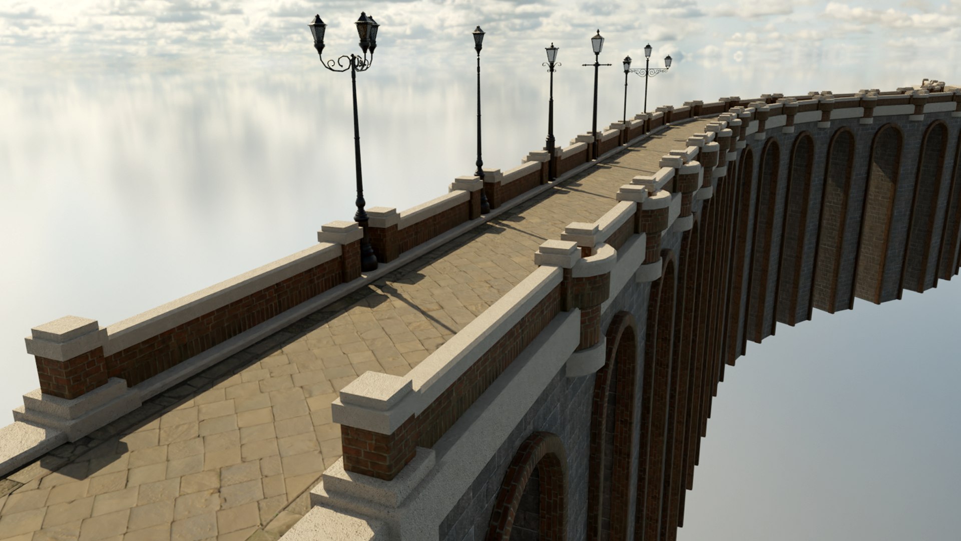 Modular Bridge With 5 Street Light Variations 3D Model - TurboSquid 2205360