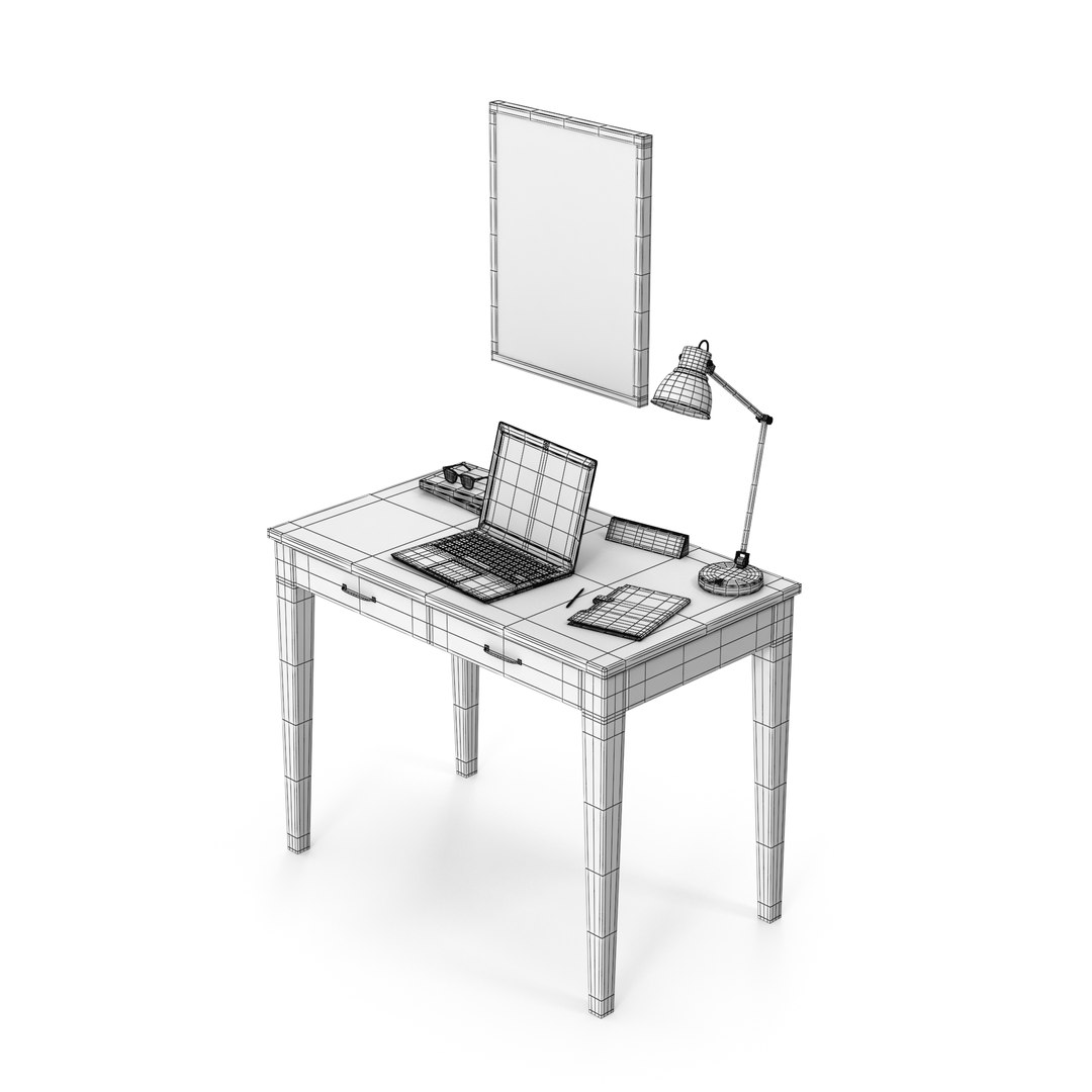 3D Home Office Desk Set Model - TurboSquid 2112901
