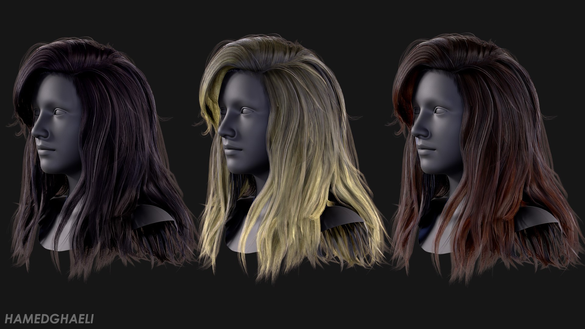 Real Time Hair Card Female Hairstyle 3D model - TurboSquid 2065150
