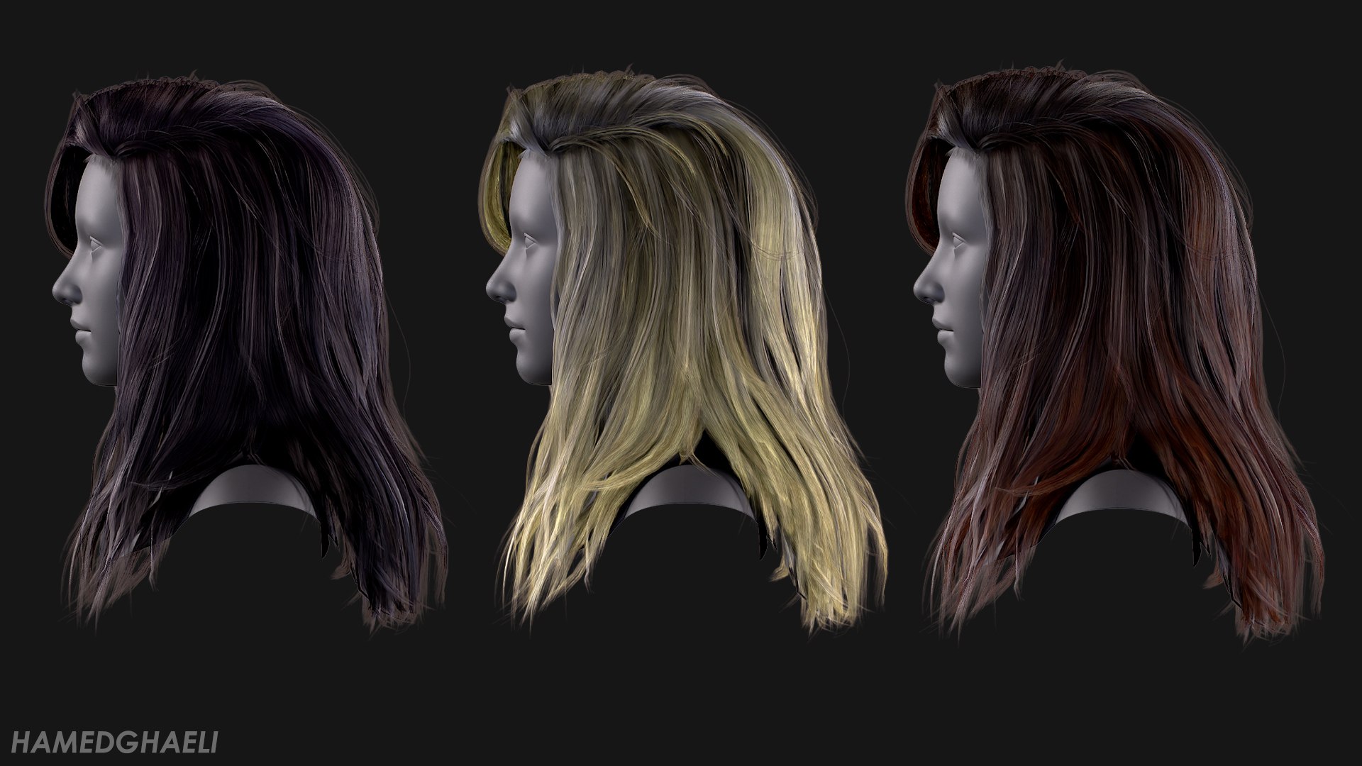 Real Time Hair Card Female Hairstyle 3D model - TurboSquid 2065150