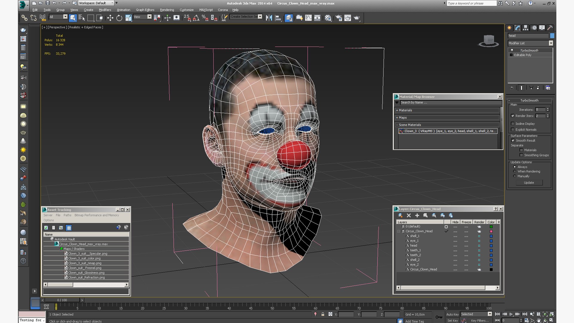 3D Circus Clown Head Model - TurboSquid 1602867
