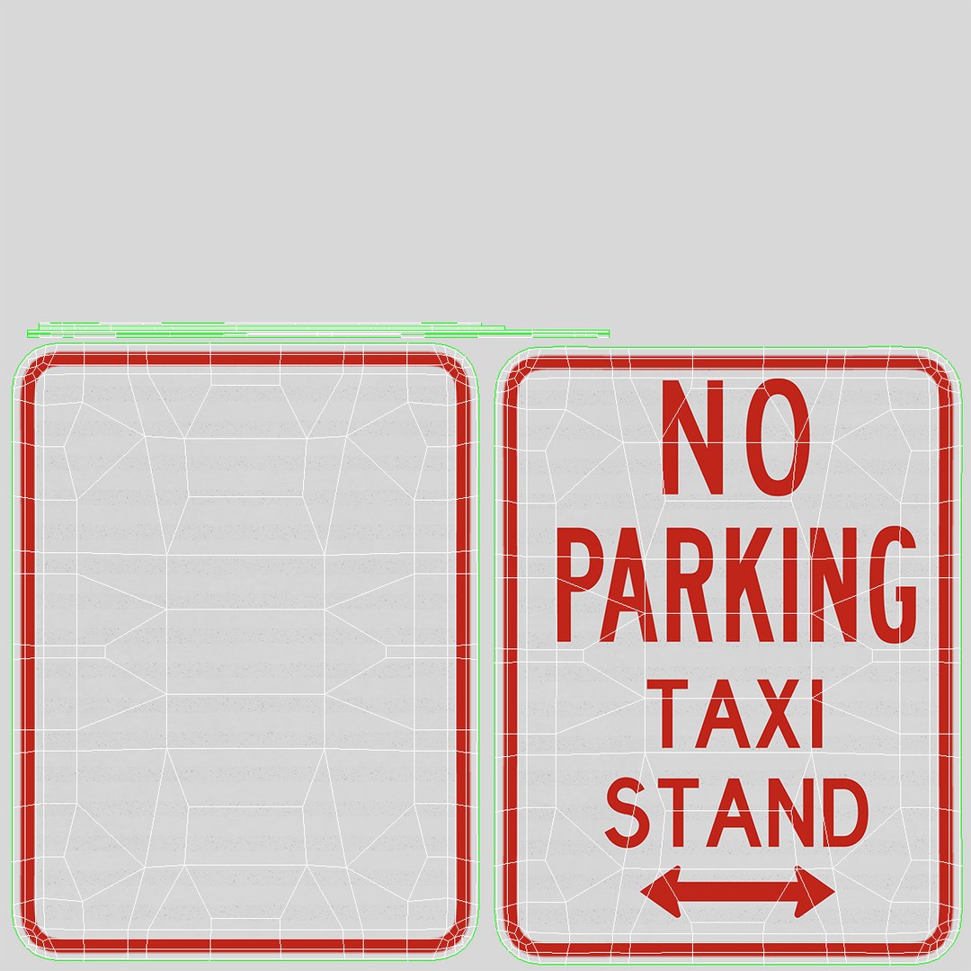 Taxi Stand Sign 01 Cylinder Square and U Shape Clean and Dirty 3D model ...