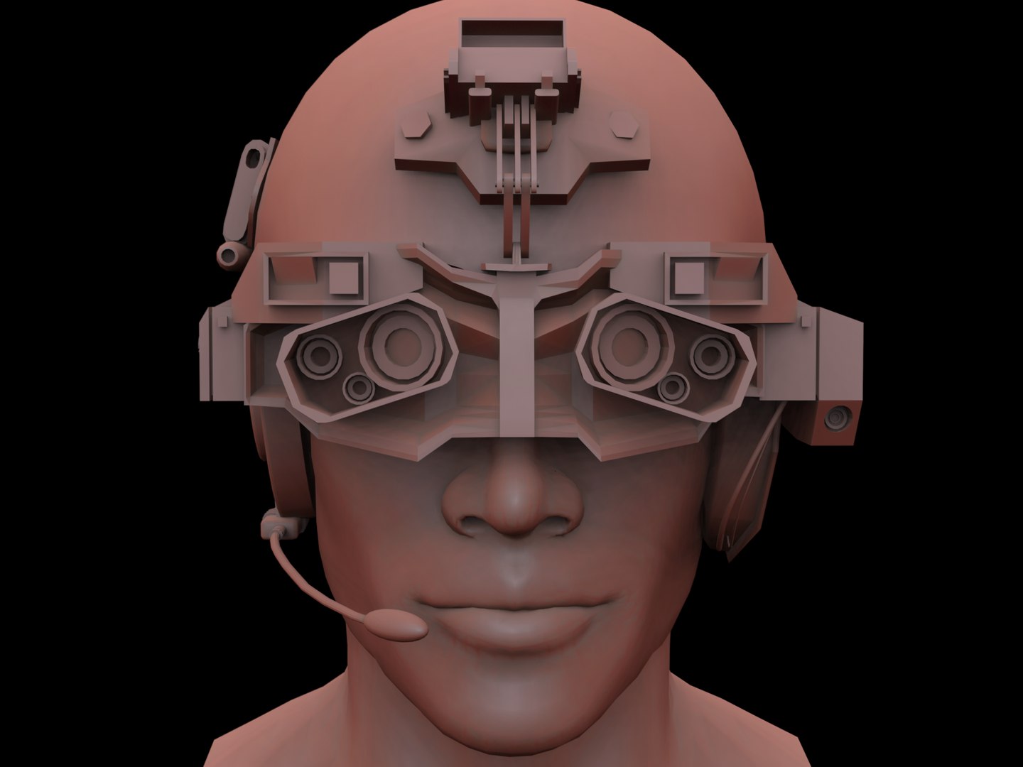 3d Model Futuristic Head Military