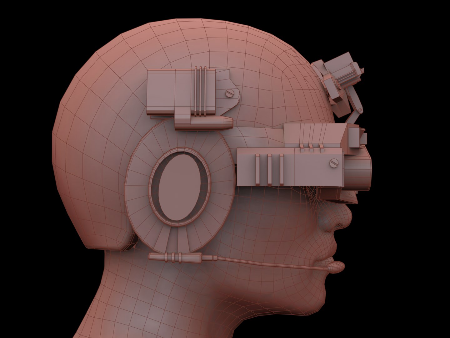 3d Model Futuristic Head Military