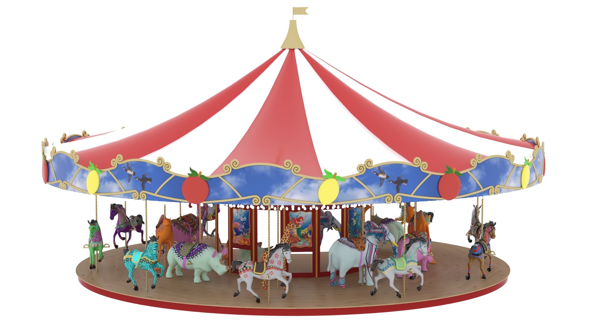 3D Children Carousel Model - TurboSquid 2422882