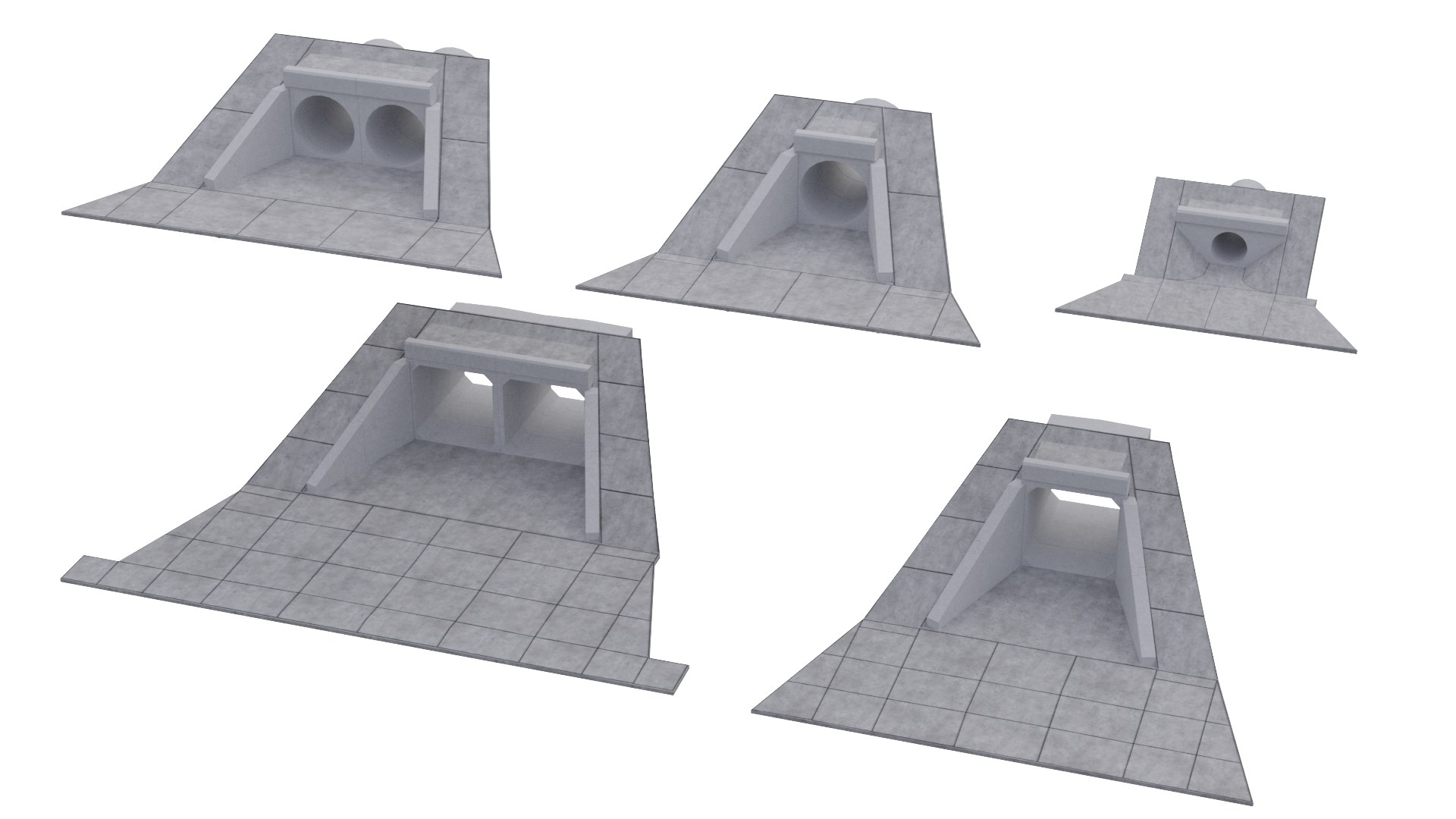 3D Concrete Culverts Set Model - TurboSquid 1921274