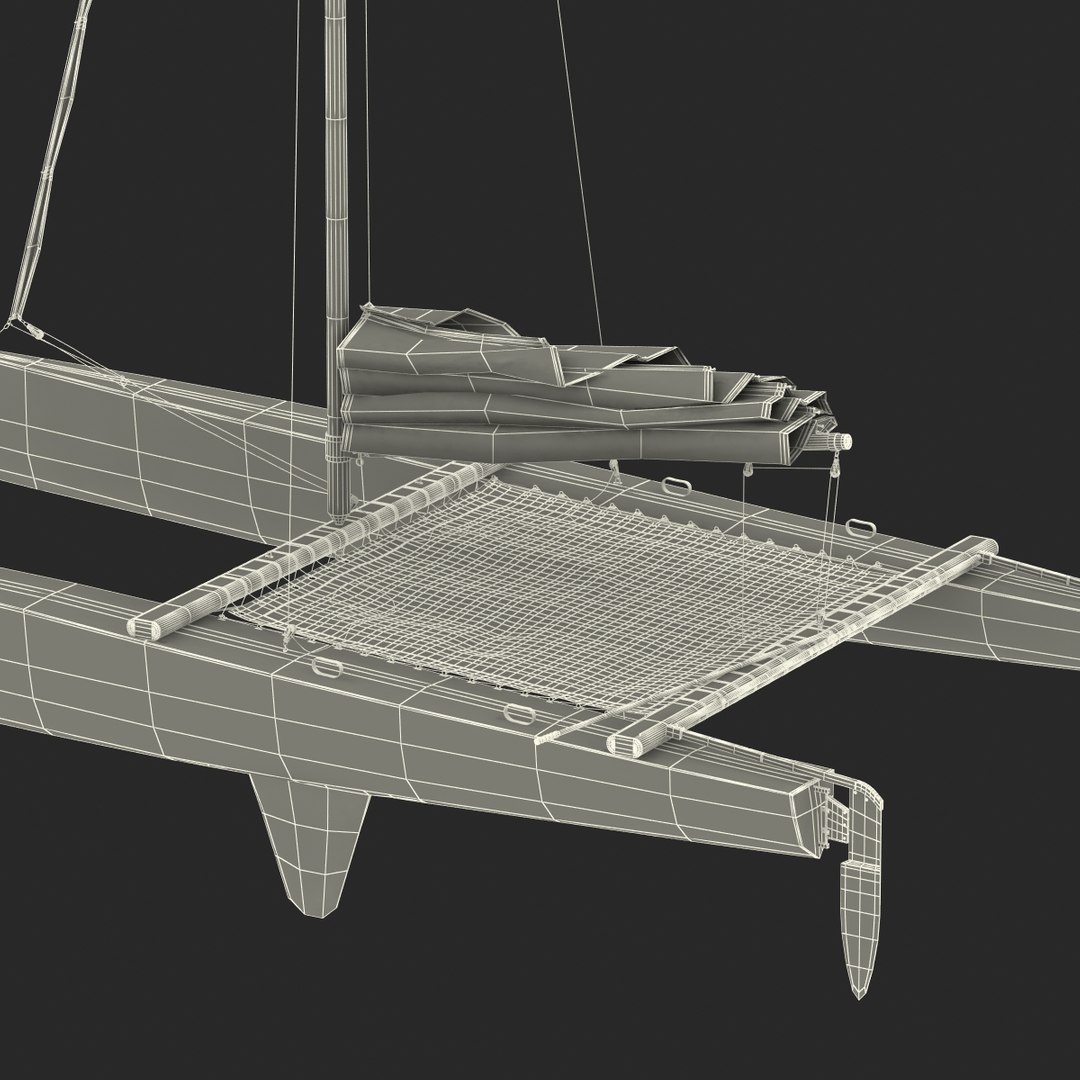 small sail catamaran 3d model