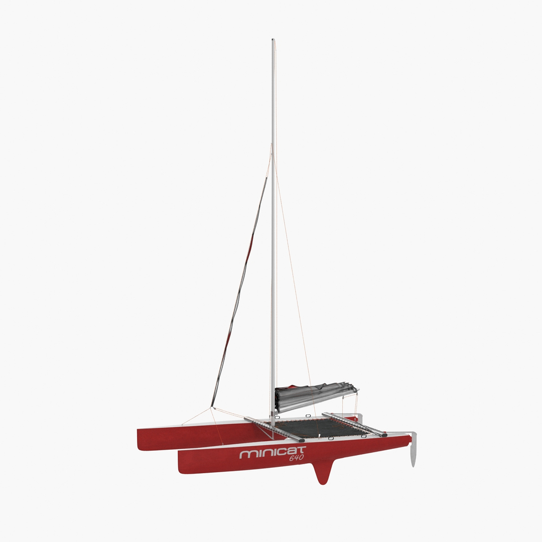 small sail catamaran 3d model