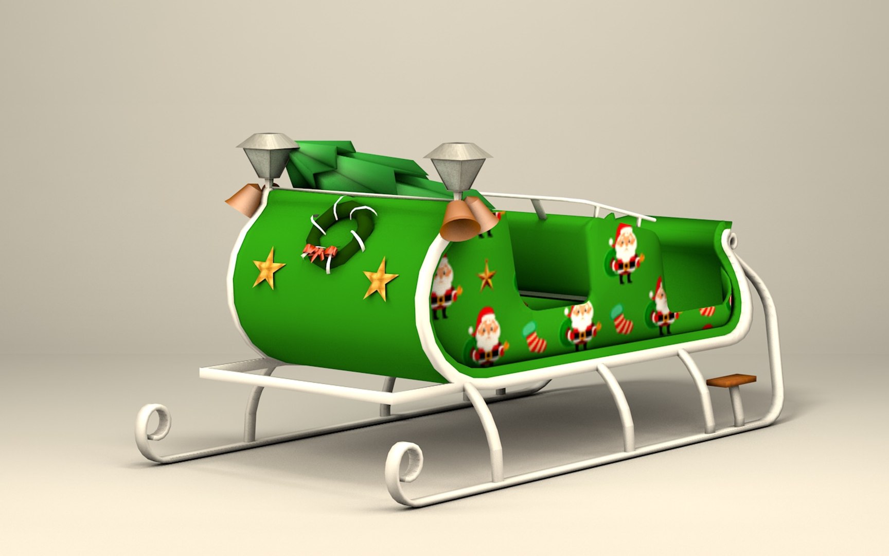 Santa cart 3D model - TurboSquid 1481787