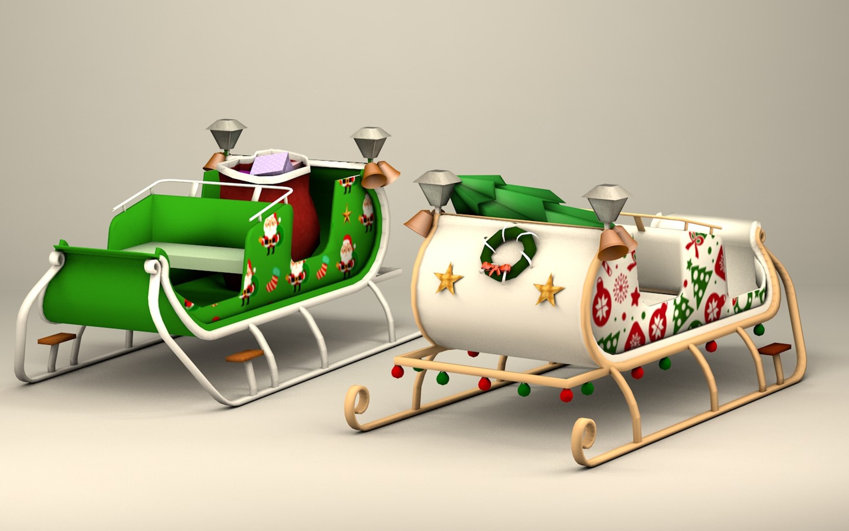Santa cart 3D model - TurboSquid 1481787