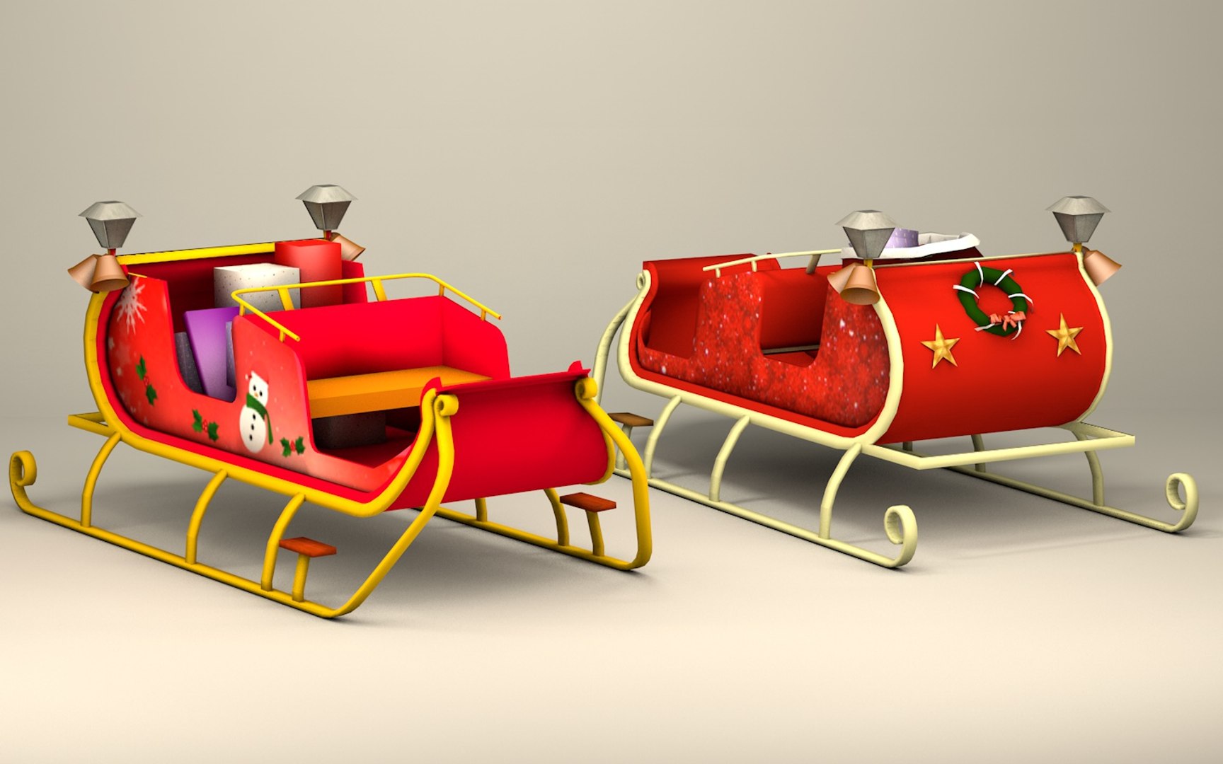 Santa cart 3D model - TurboSquid 1481787