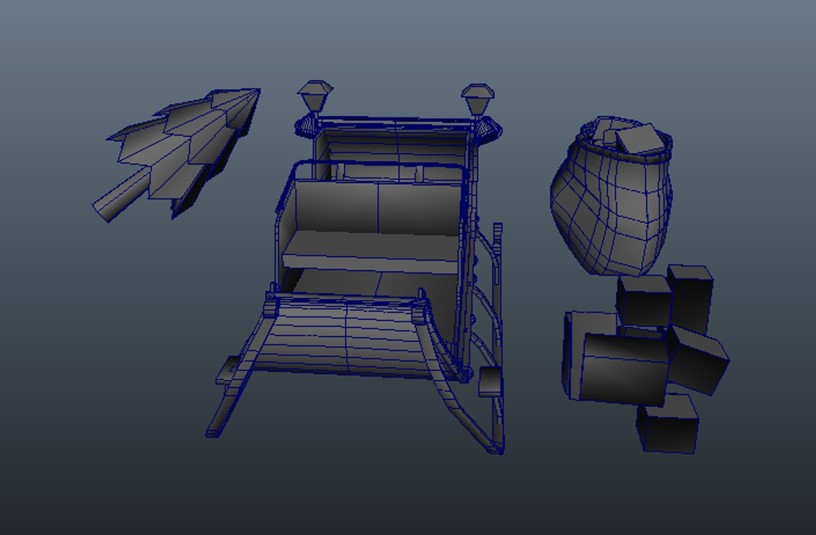 Santa cart 3D model - TurboSquid 1481787