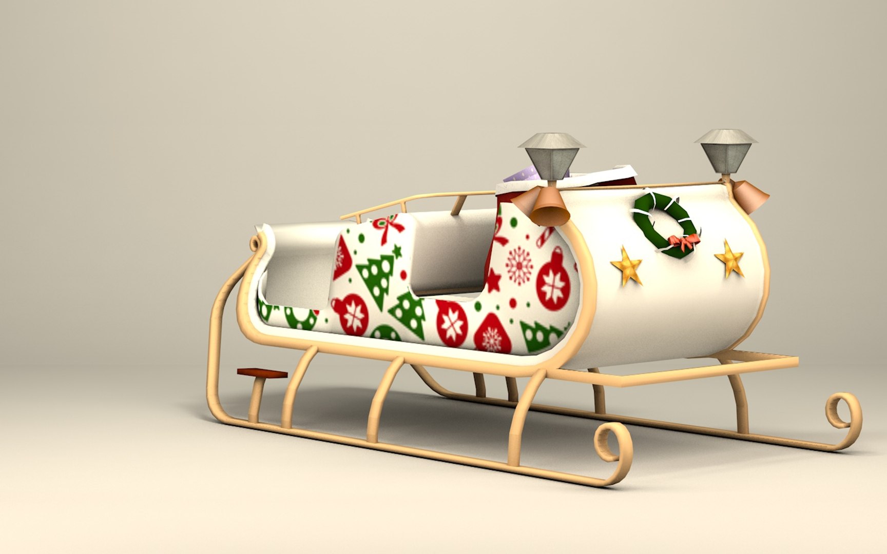 Santa cart 3D model - TurboSquid 1481787