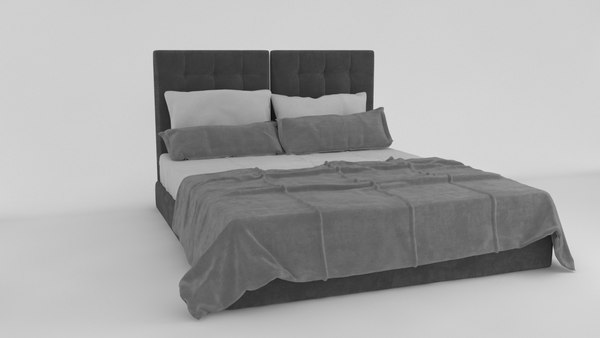 modelo 3d Cama gris y blanca - TurboSquid 1368582