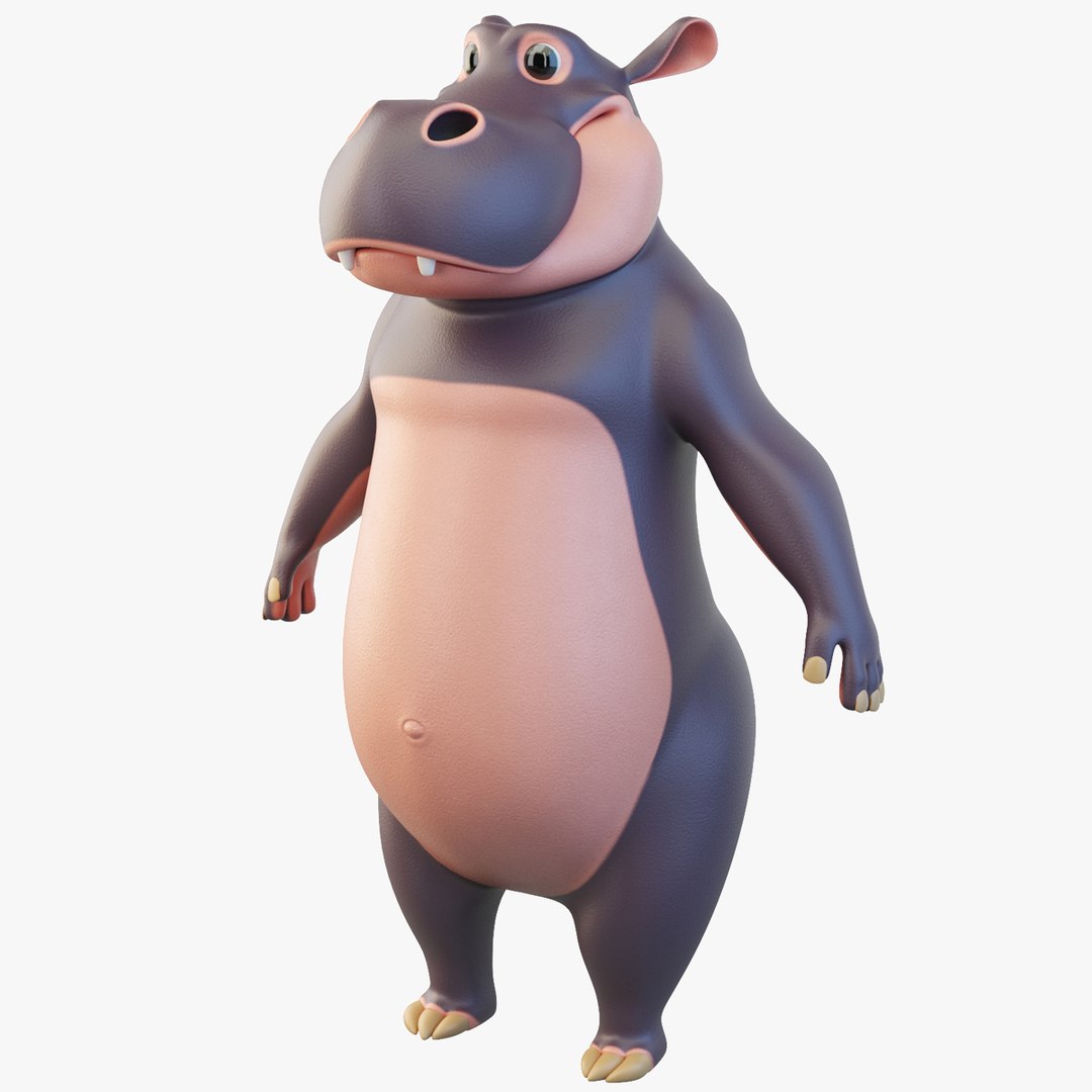3D model Cartoon Hippo Character - TurboSquid 2107196