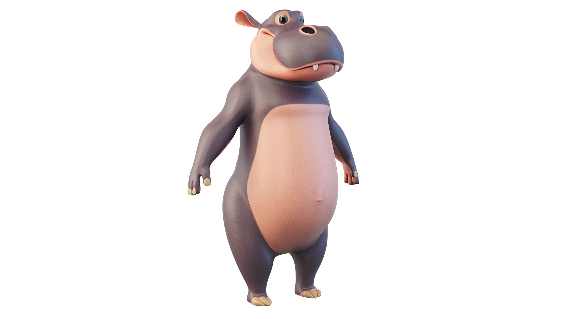 3D Model Cartoon Hippo Character - TurboSquid 2107196