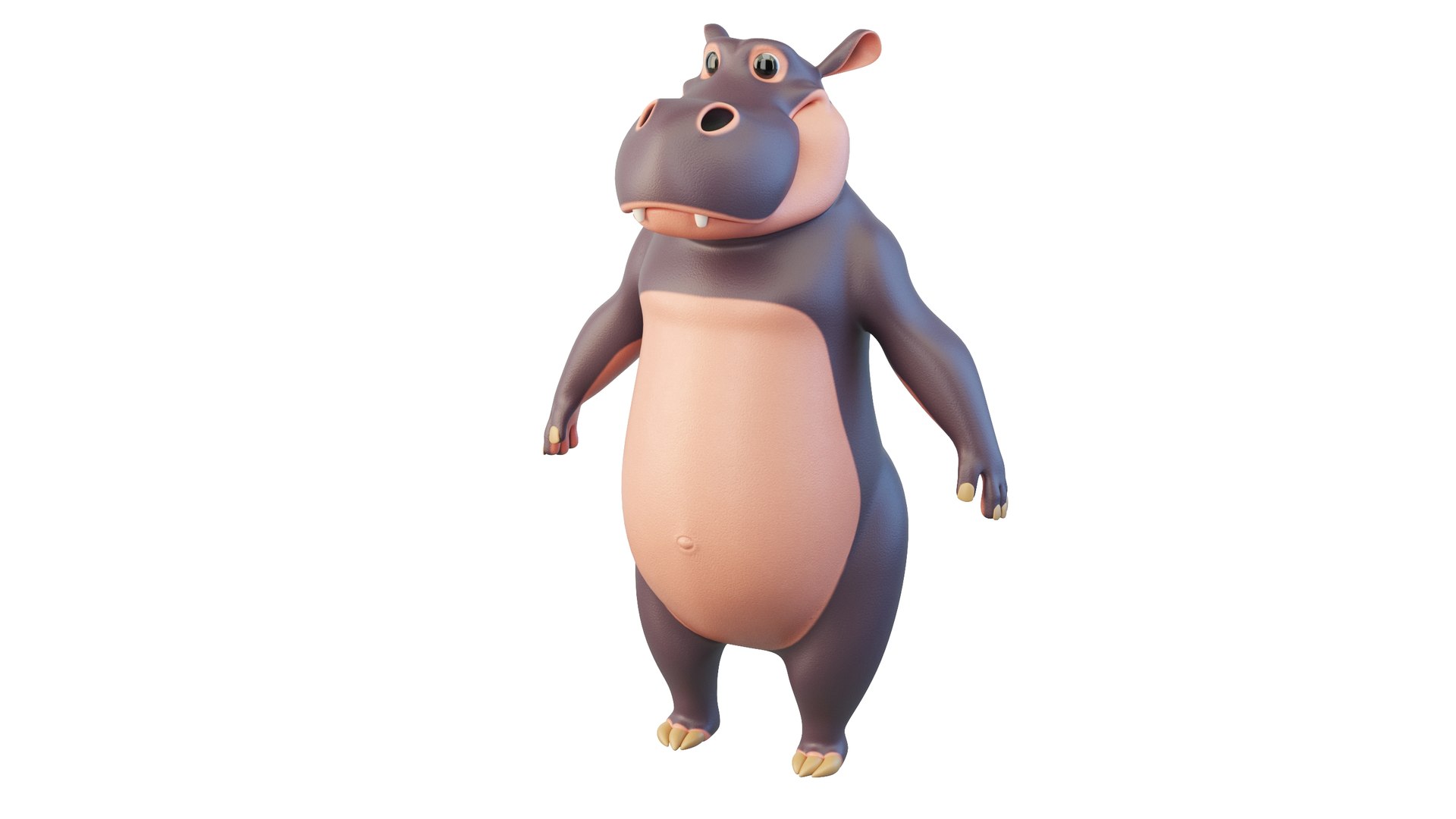 3D Model Cartoon Hippo Character - TurboSquid 2107196