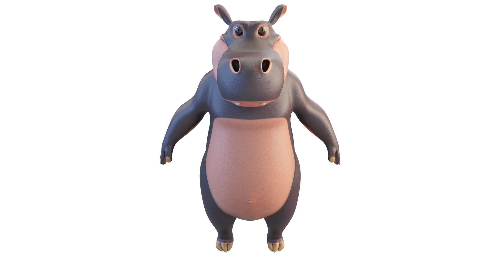 3D Model Cartoon Hippo Character - TurboSquid 2107196