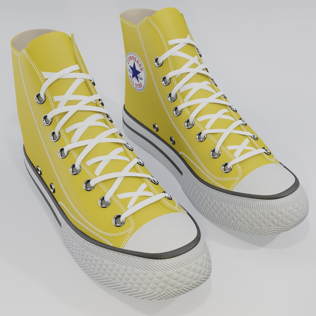 Basketball Leather Shoes Converse All Star Yellow 3D Model - TurboSquid ...