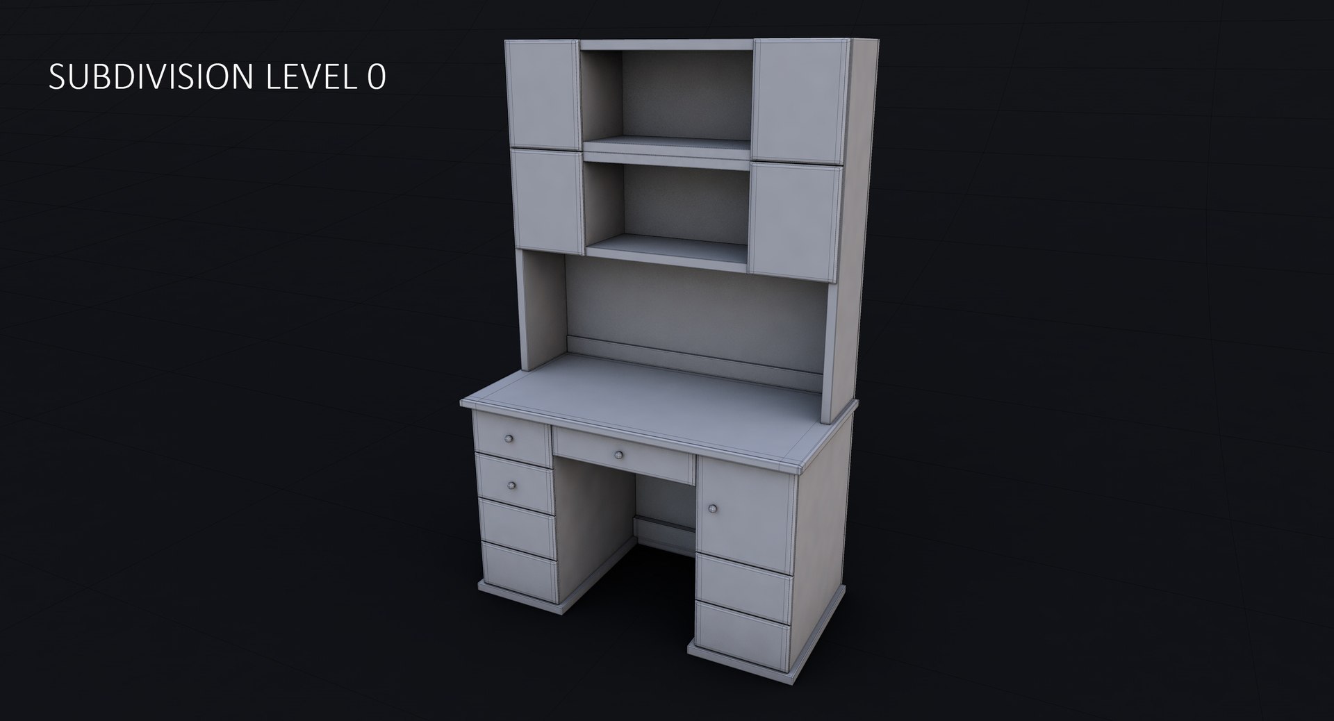 writen desk old wood 3d model