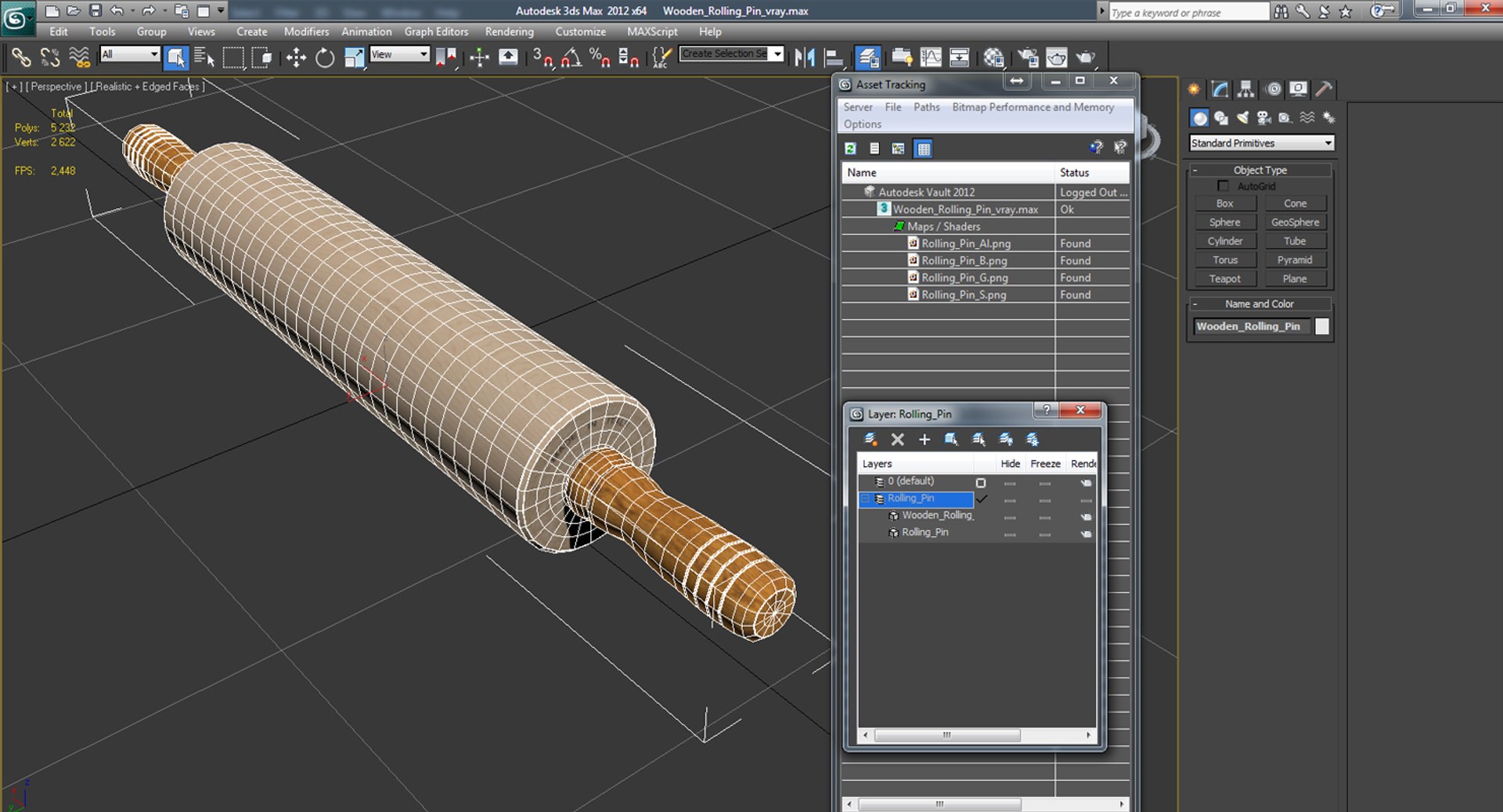 3D wooden rolling pin wood model - TurboSquid 1368305
