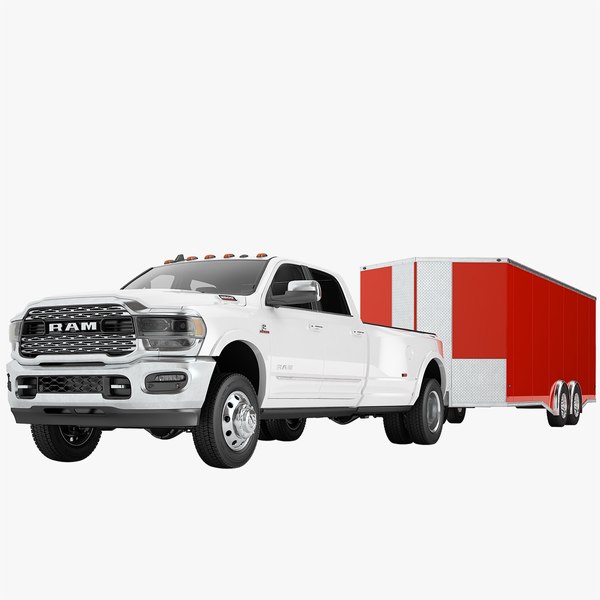 3D модель Dodge Ram 3500 HD 2021 Car Hauler Trailer 02 - TurboSquid 2107822